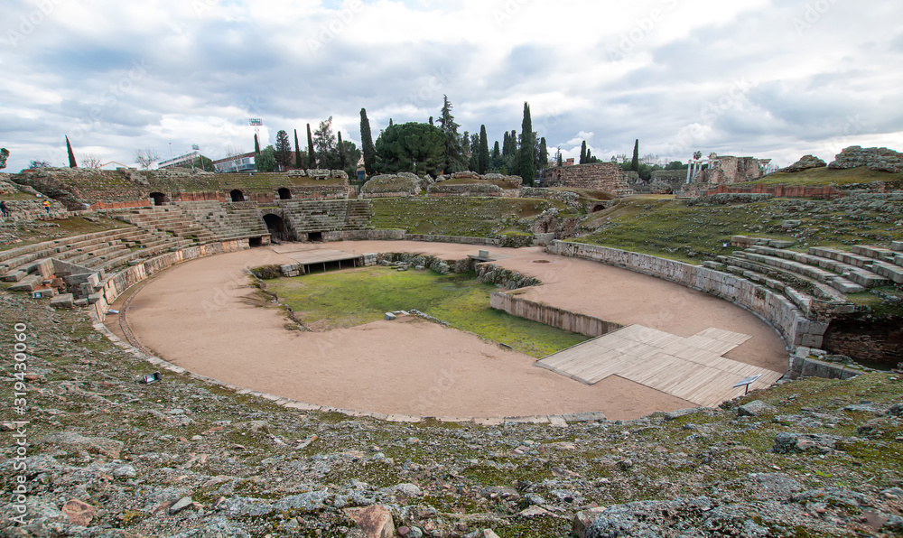 Anfiteatro romano de Mérida Stock Photo | Adobe Stock