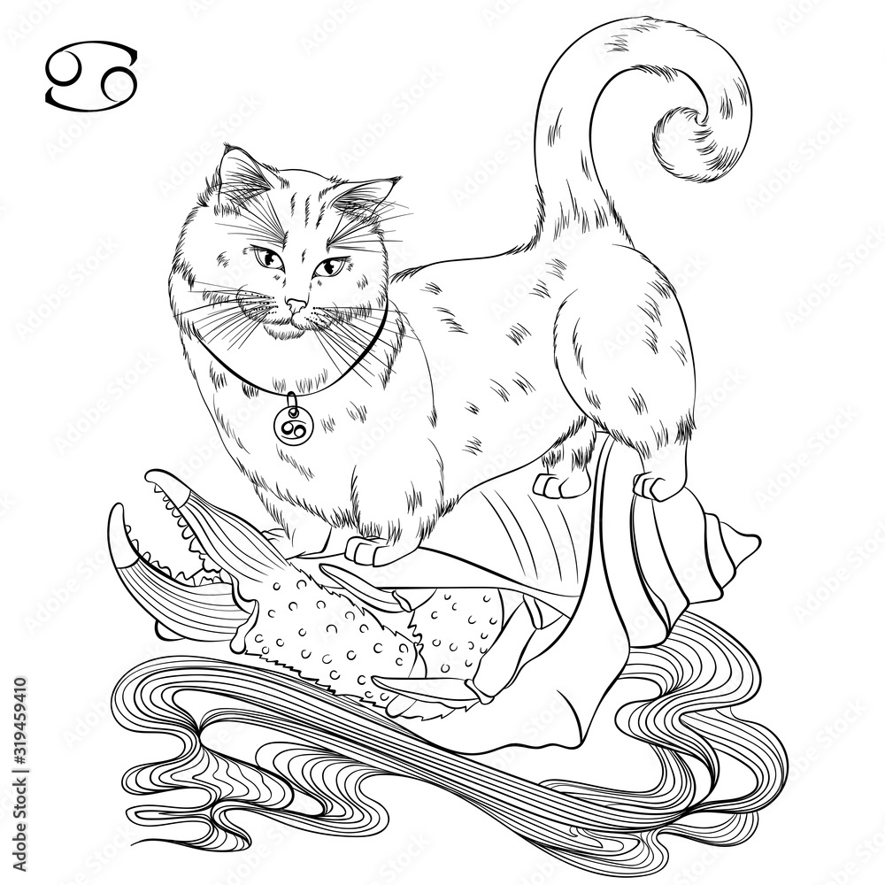 Zodiac. Vector illustration of the astrological sign of Cancer as a ...