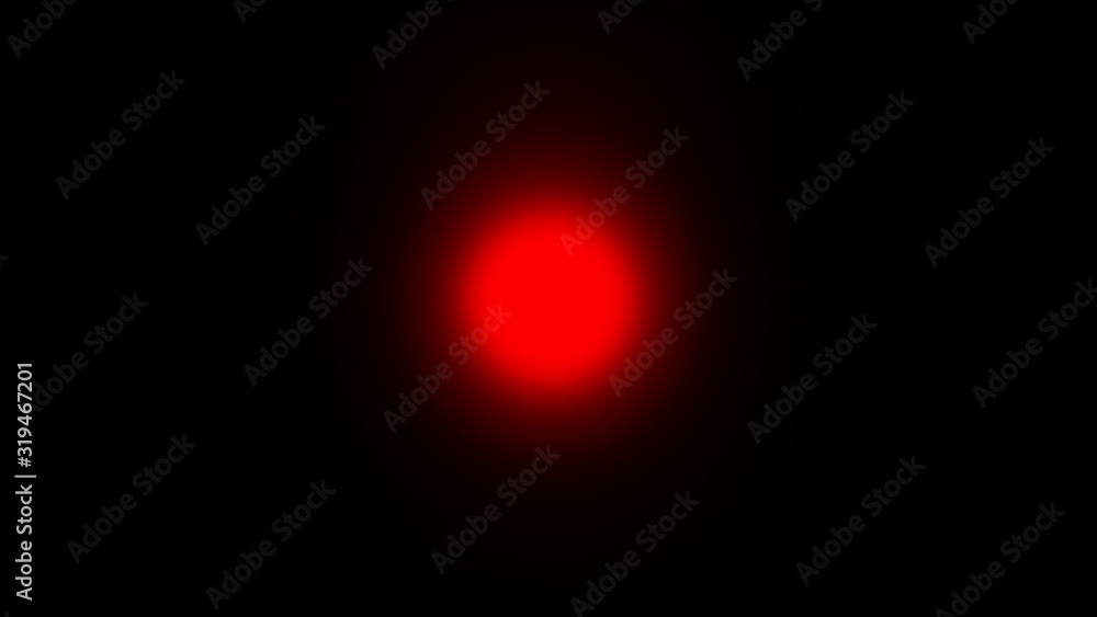 Sun red rays light isolated on black background. Blur spotlight texture ...