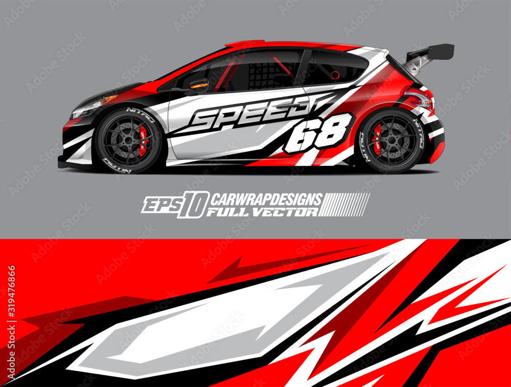 Car wrap decal graphic design. Abstract stripe racing background ...