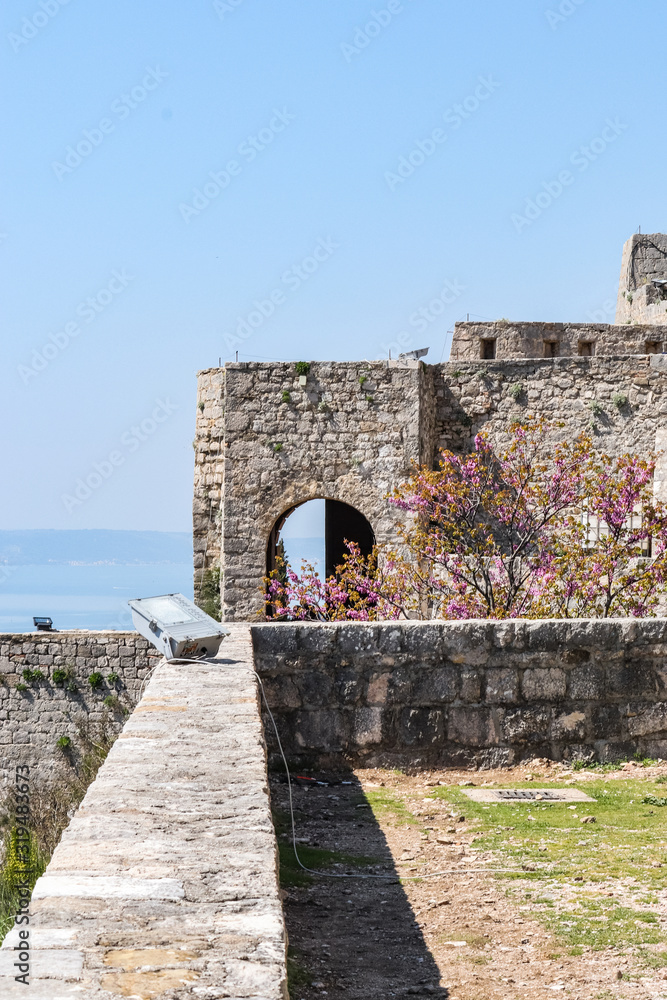 Detail of Klis fortress terrace, Split, Croatia. At the center of this ...
