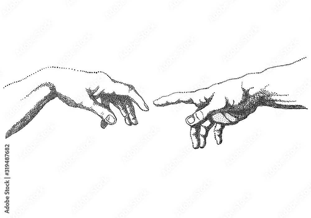 Stock-Vektorgrafik „The Creation of Adam, vector hands“ | Adobe Stock