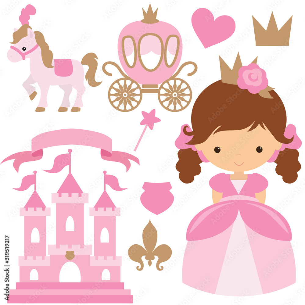 Pretty princess vector cartoon illustration Stock Vector | Adobe Stock