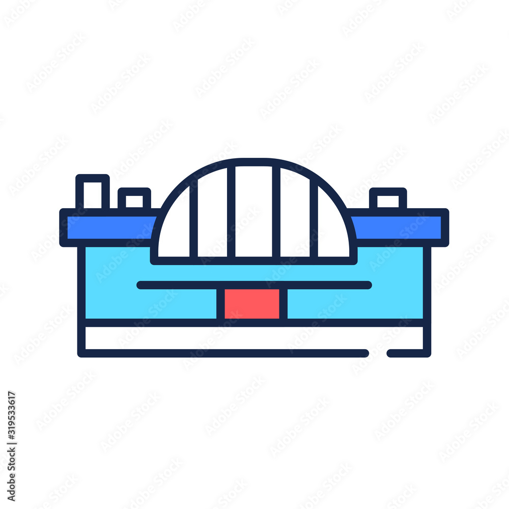 Airport terminal color line icon. Building at an airport where ...