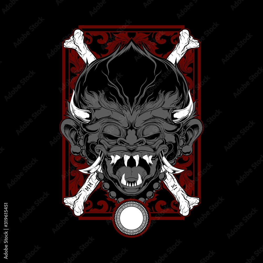 demon,devil,satanic,lucifer with horn Detailed graphic hand drawing ...