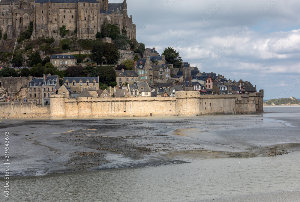 Le Mont Saint-Michel, medieval fortified abbey and village on a tidal ...