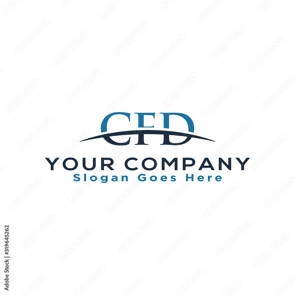 Initial letter CFD, overlapping movement swoosh horizon logo company ...