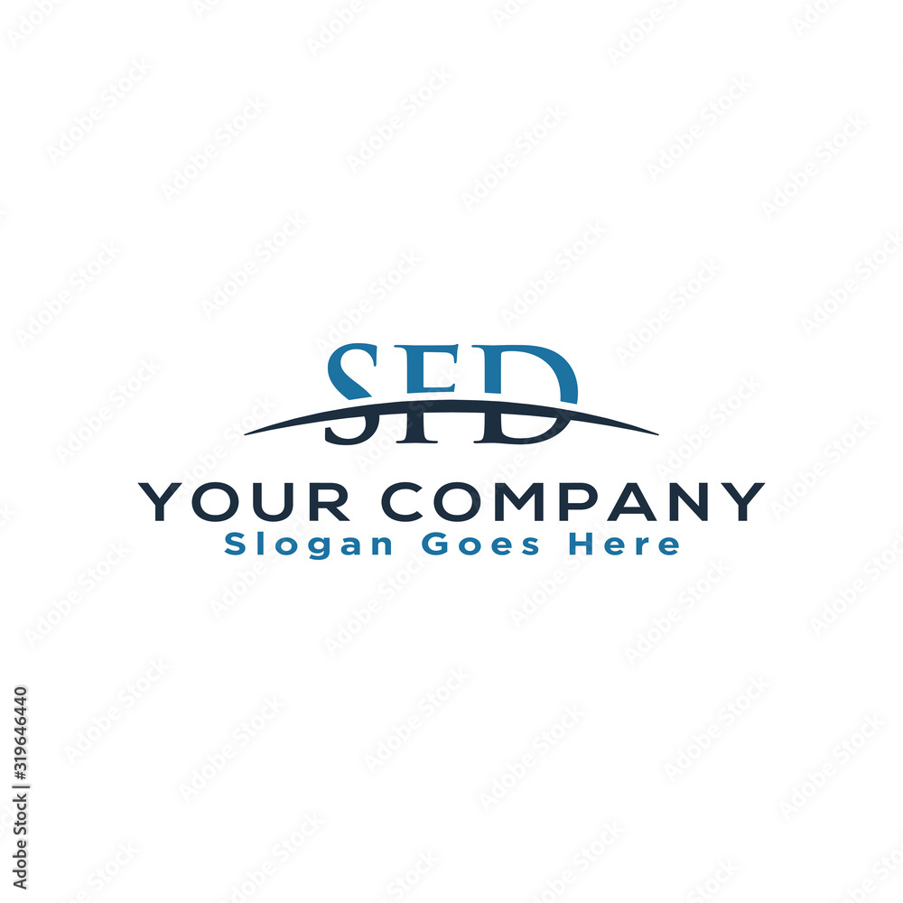 Initial letter SFD, overlapping movement swoosh horizon logo company ...