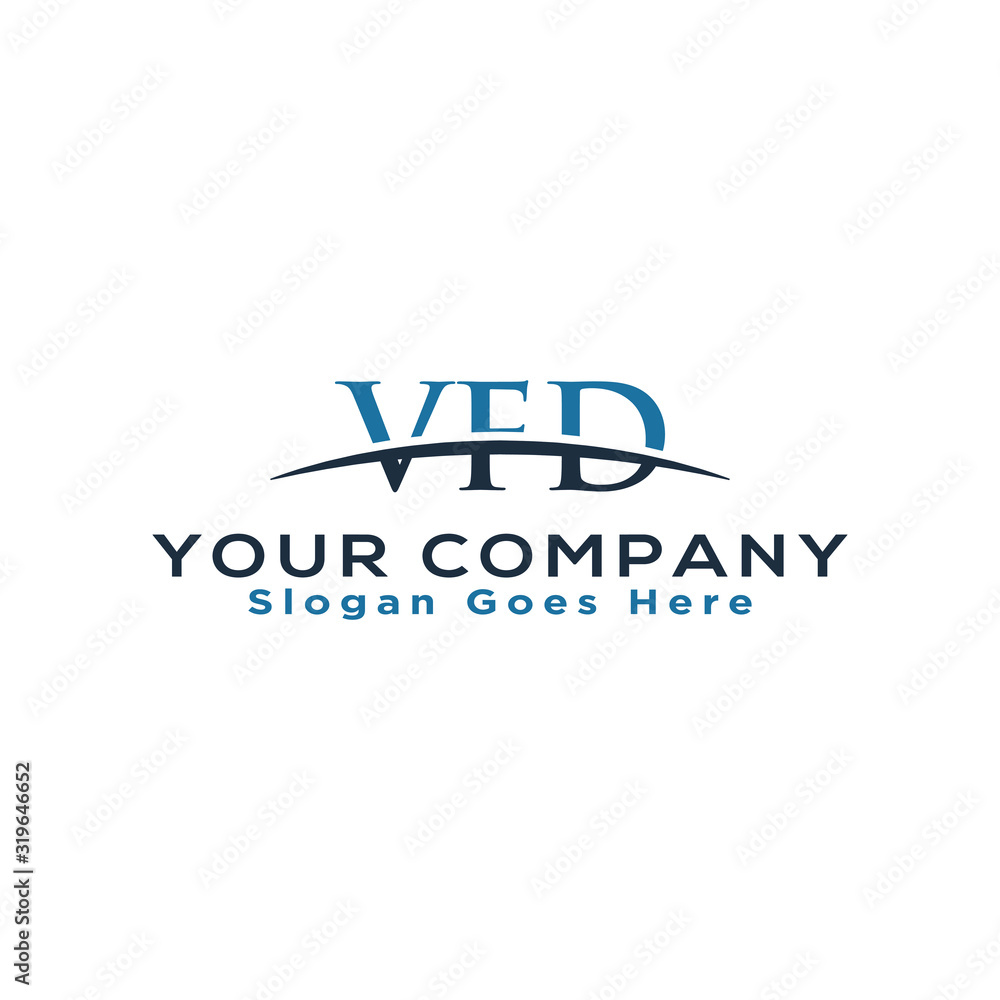 Initial letter VFD, overlapping movement swoosh horizon logo company ...