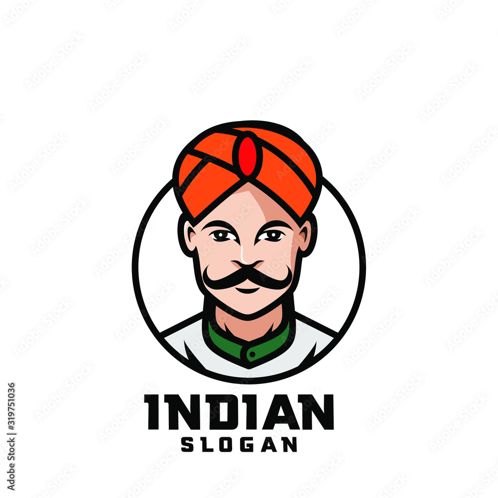 Indian chef character logo design cartoon Stock Vector | Adobe Stock