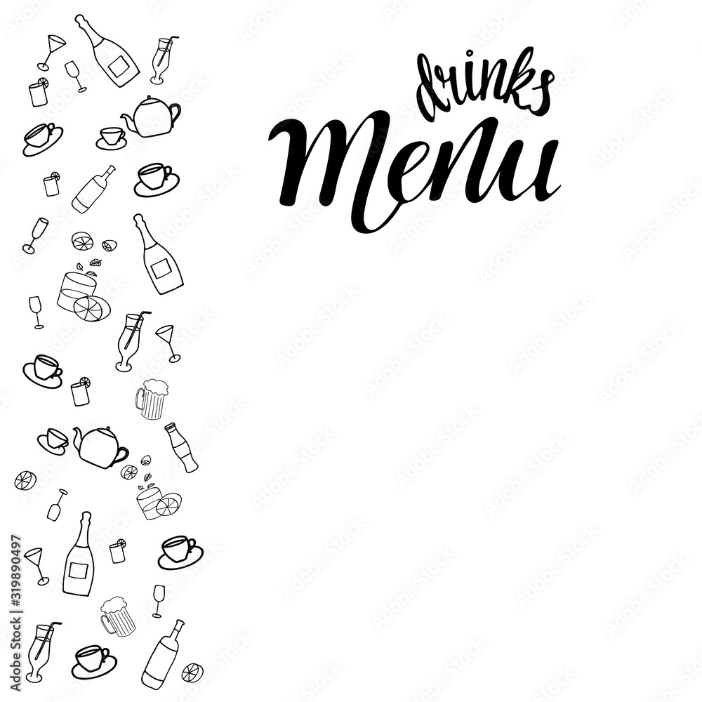 Drinks menu – hand drawing font text for food service place, restaurant ...