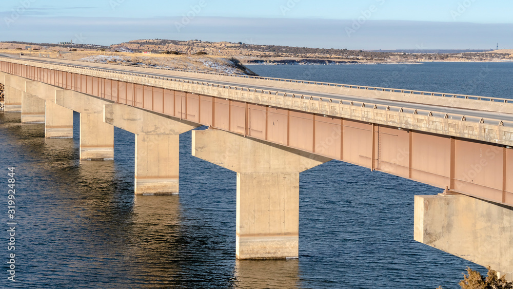 Panorama Beam bridge with deck supported by abutments or piers spanning ...
