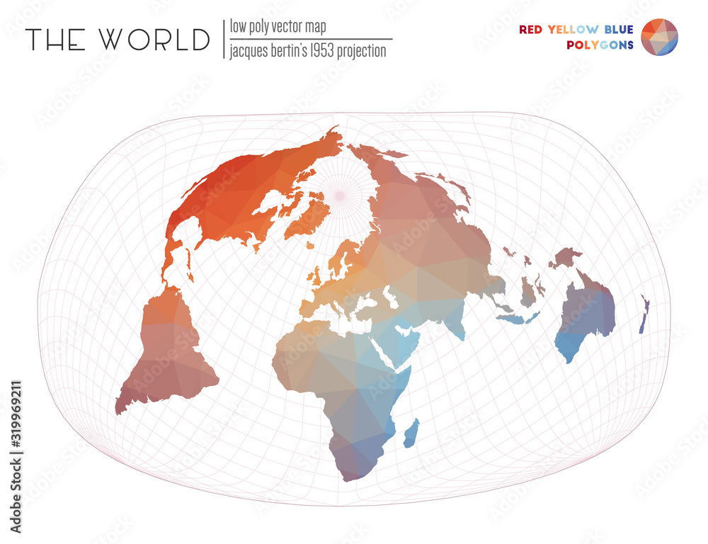 Vector map of the world using Jacques Bertin's 1953 projection ...