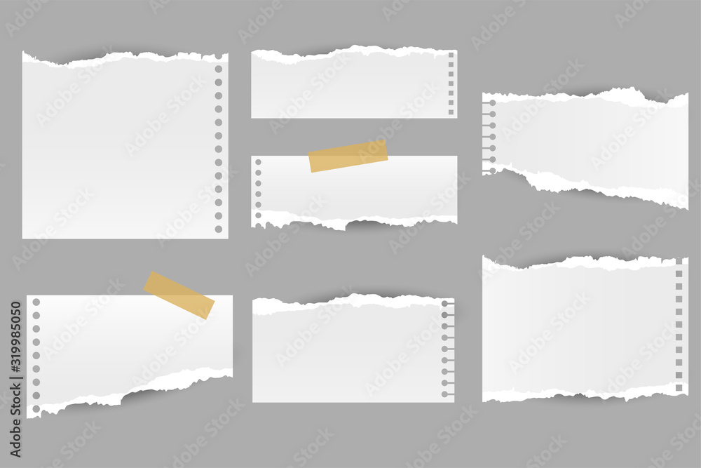 collection of torn ripped paper notes sheets Stock Vector | Adobe Stock