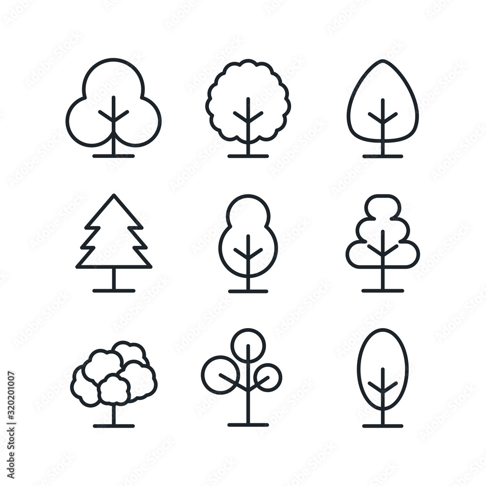 Stock-Vektorgrafik „tree set icon template color editable. forest tree ...