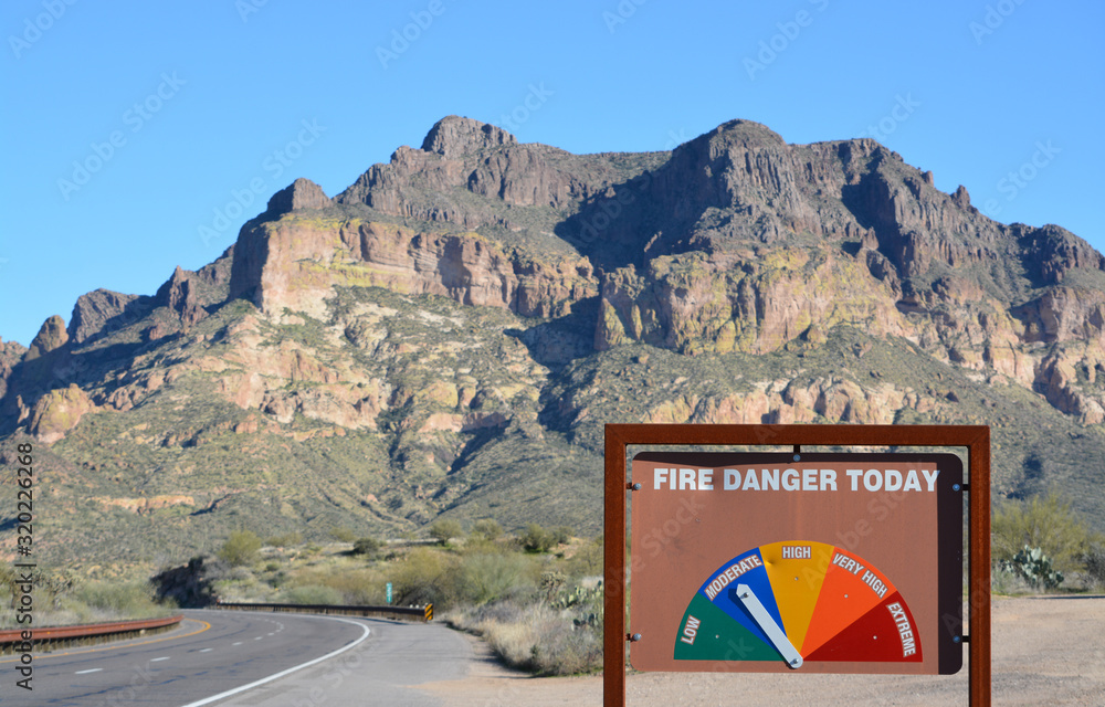 Fire Danger Today Sign, on Picket Post Mountain Trail at Picket Post ...