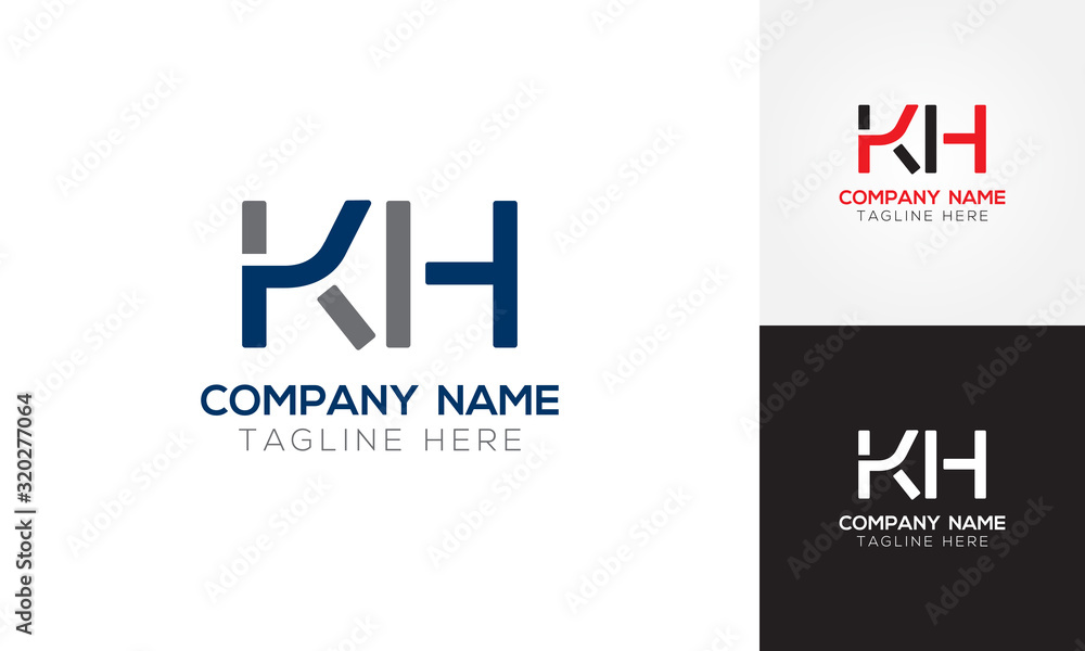 Initial Alphabet KH Logo Design vector Template. Linked Letter KH Logo ...