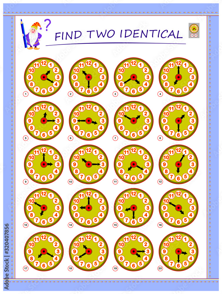 Vetor Logic puzzle game for children and adults. Need to find two ...