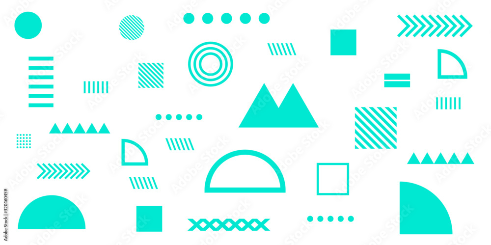 Green tosca background memphis geometric shapes vector illustration ...