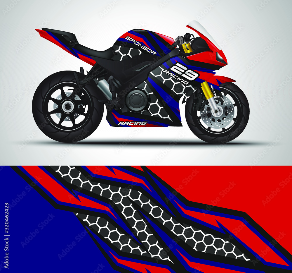 Vector de Stock Racing motorcycle wrap decal and vinyl sticker design ...
