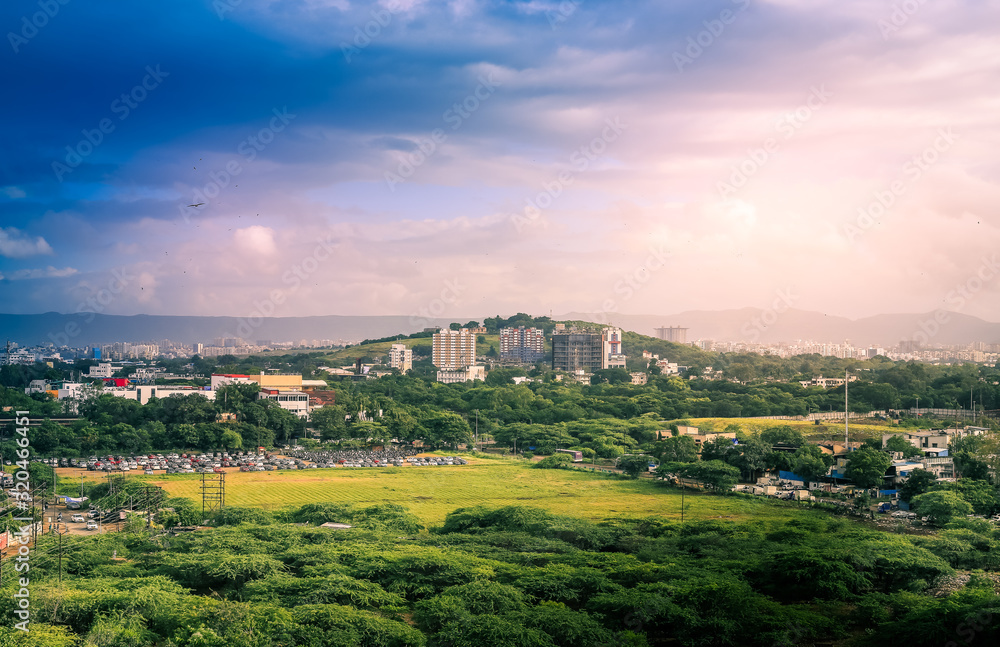 Photo Stock Beautiful aerial view landscape of green Pune city ...