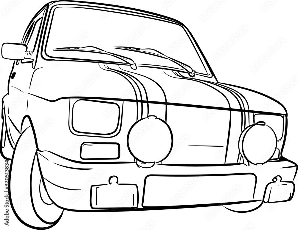 Ilustracja bez tantiem: polski fiat,klasyk, maluch,cartoon car,szkic ...