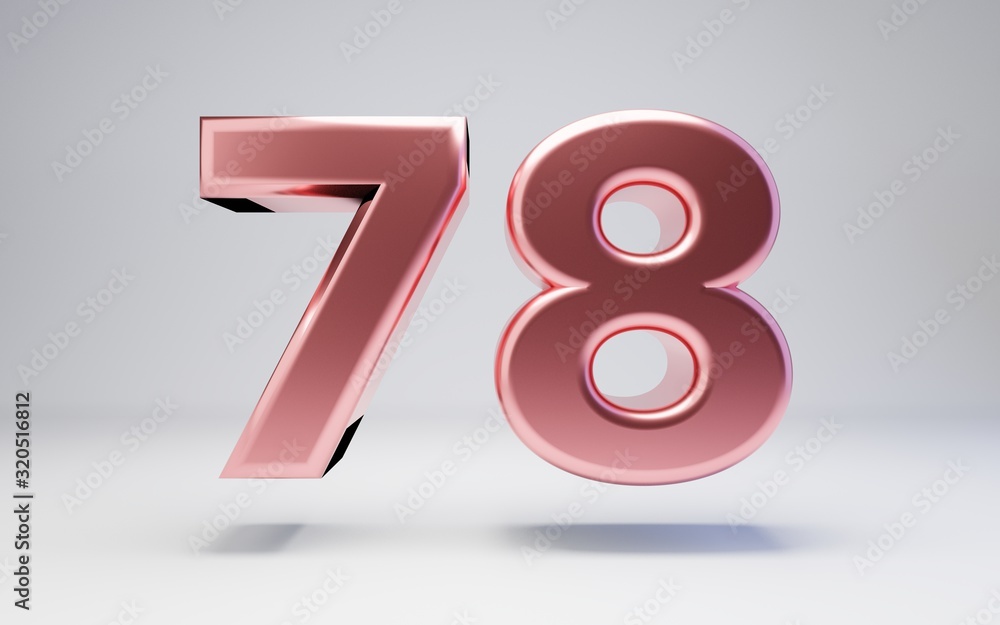 Rose Gold number 78 isolated on white background Stock Illustration ...