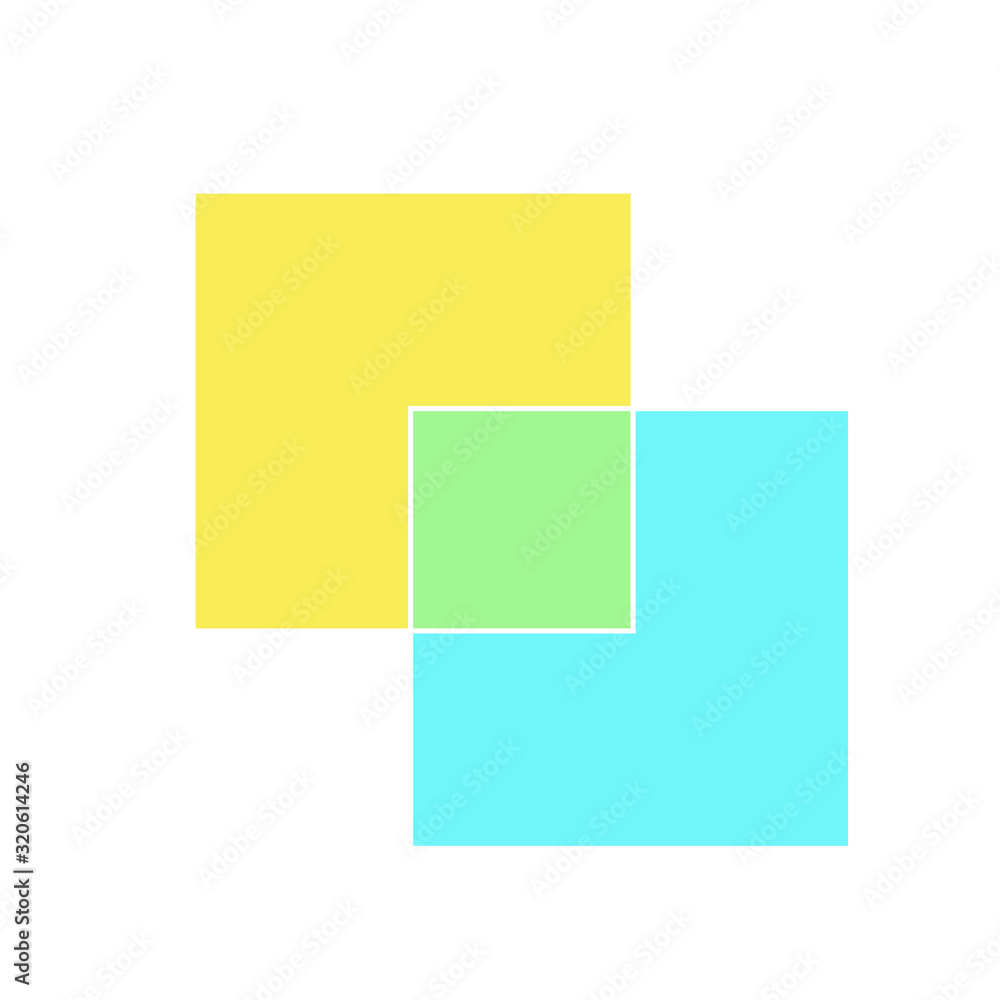 2 square Venn diagram template. Clipart image isolated on white ...