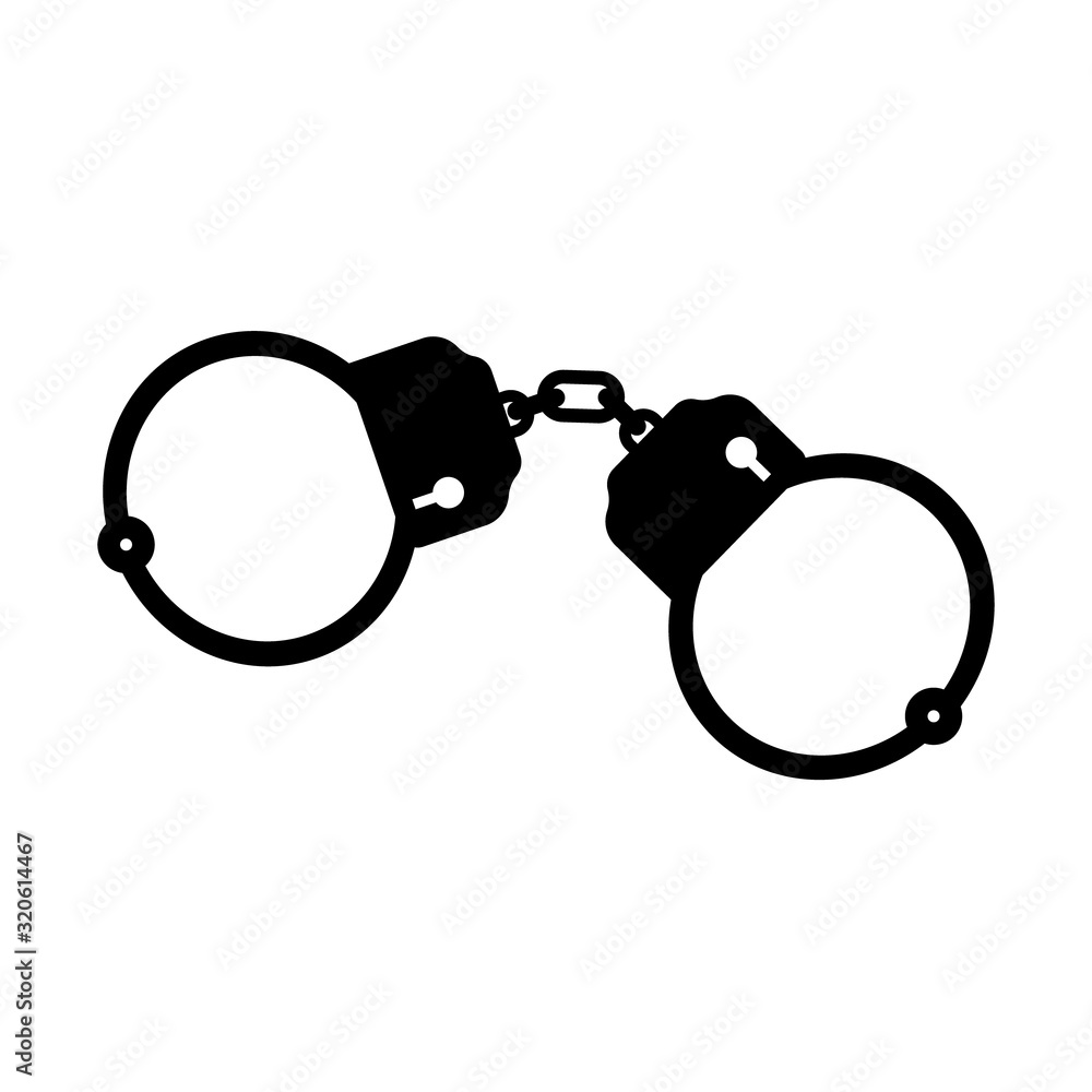 Handcuffs silhouette icon. Clipart image isolated on white background ...