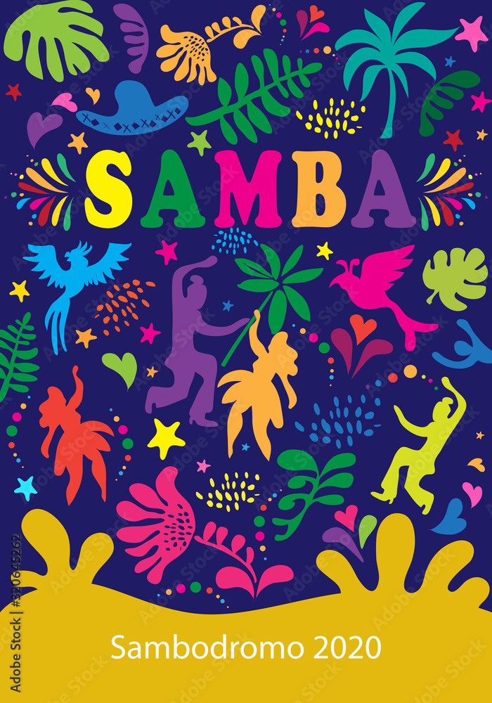 2024 Abstract Rio Brazilian Carnival music dance festival night party ...