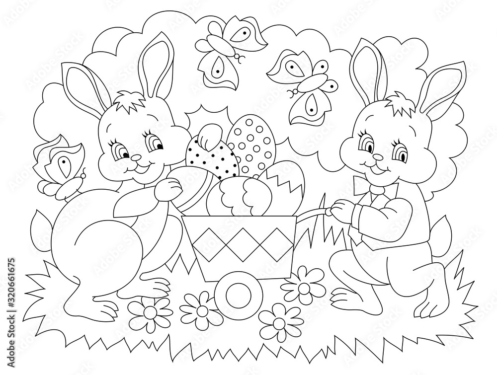 Black and white page for baby coloring book. Illustration of cute ...