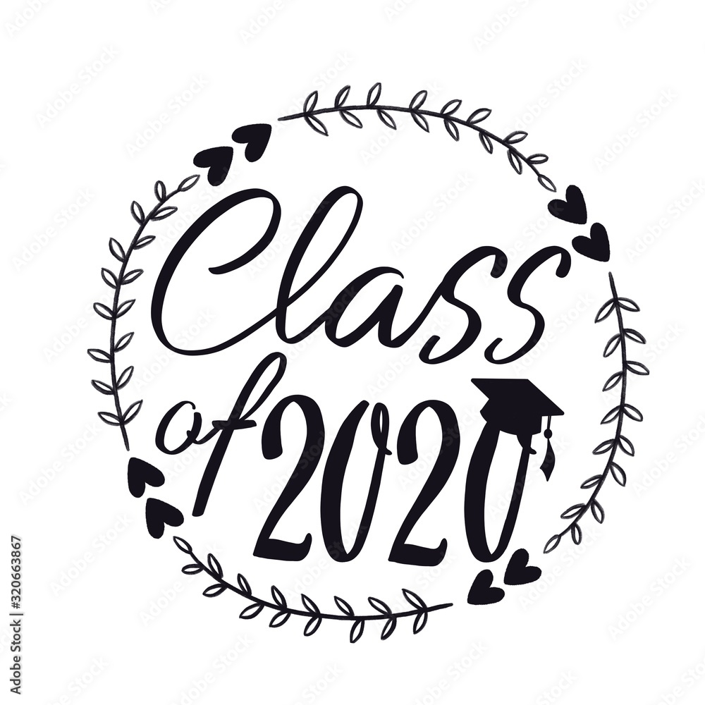 Class of 2020 with graduation cap and frame with hearts Stock ...