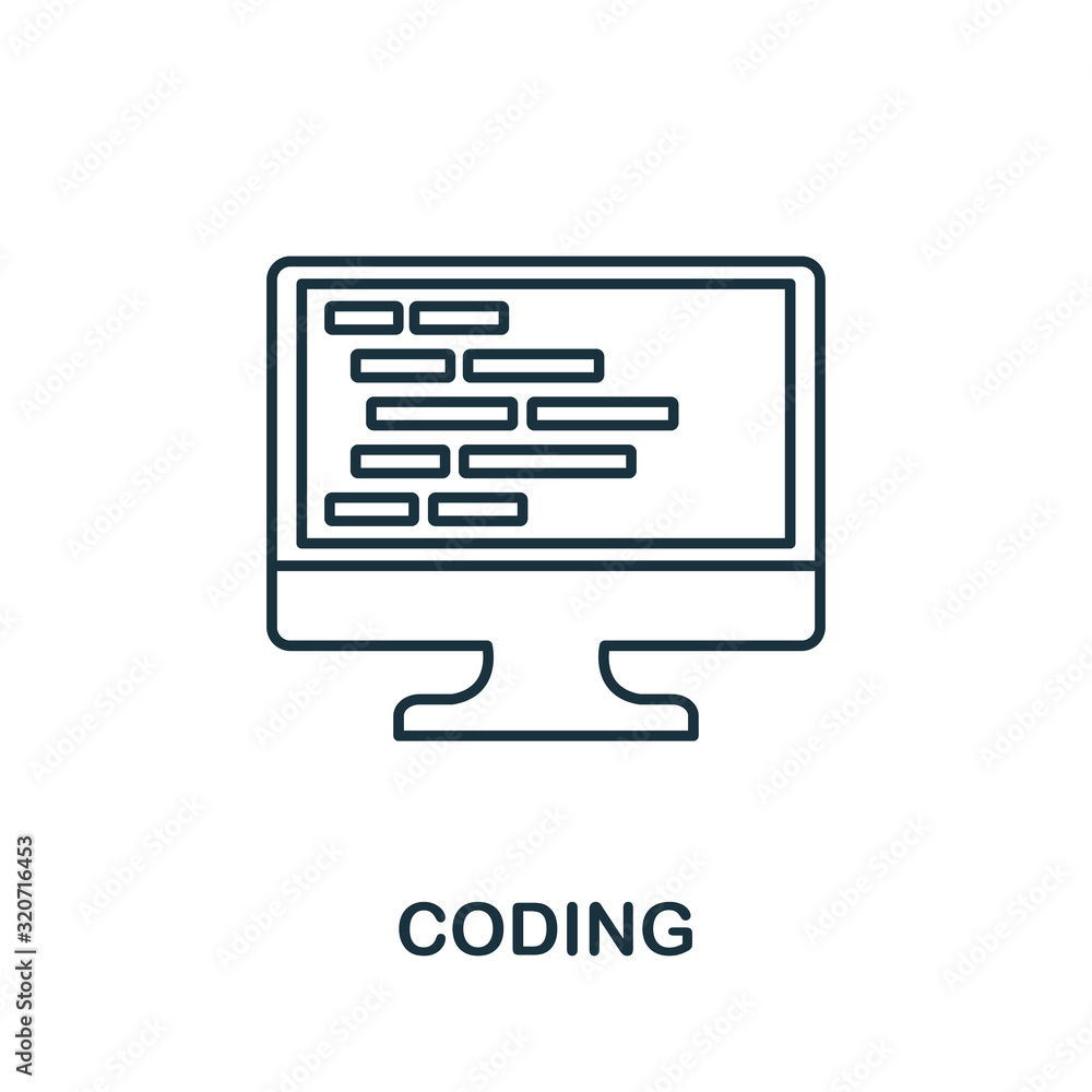 Coding Line Icon Thin Design Style From Programmer Icon Collection Simple Coding Icon For
