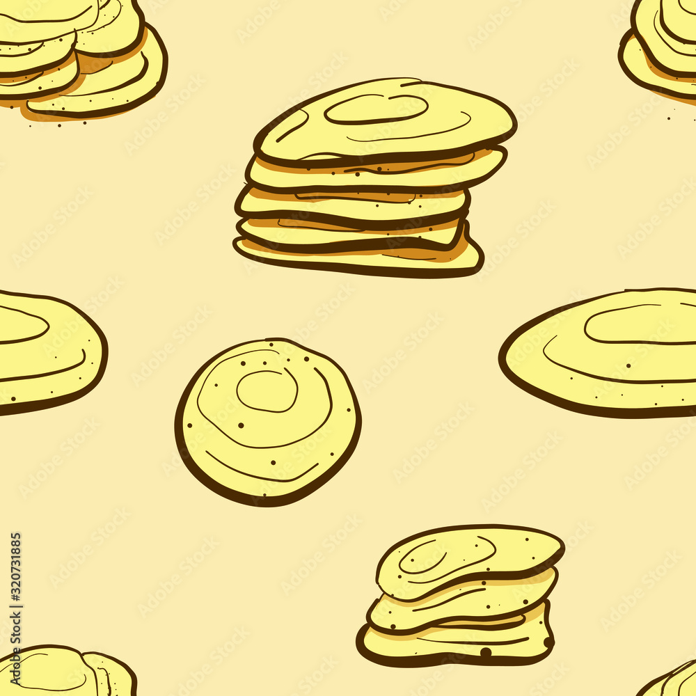 Seamless pattern of sketched Aish Merahrah bread Stock Vector | Adobe Stock