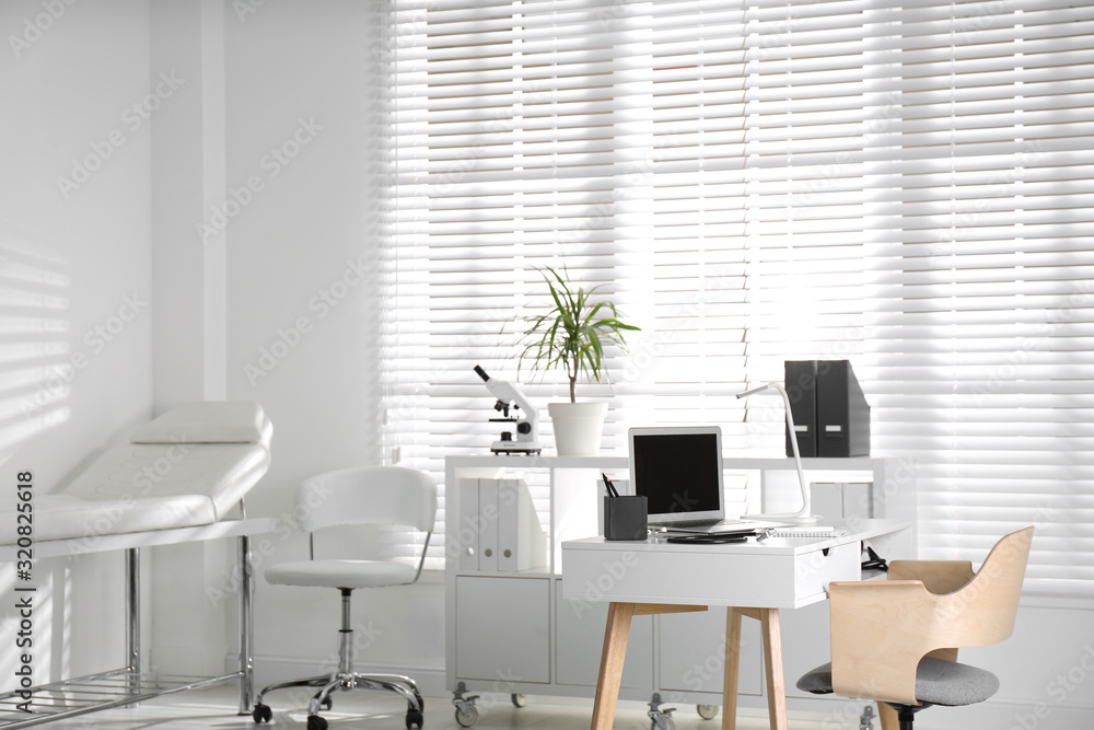 Doctor's office interior with modern workplace in clinic Stock Photo ...