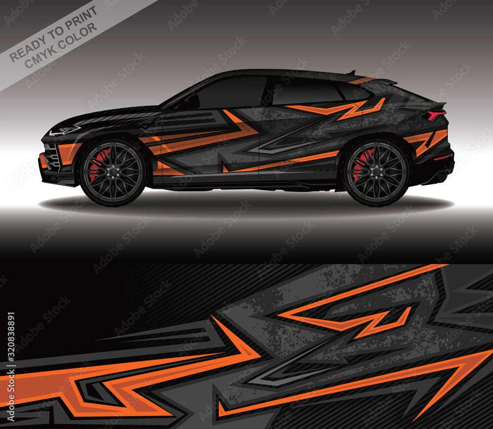 Car wrap decal design vector, custom livery race rally car vehicle ...