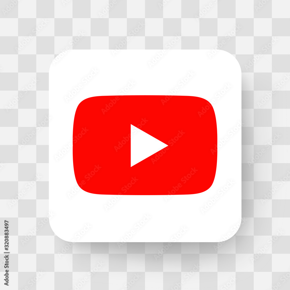 Realistic social media logotype. Youtube icon. Youtube logo with shadow ...