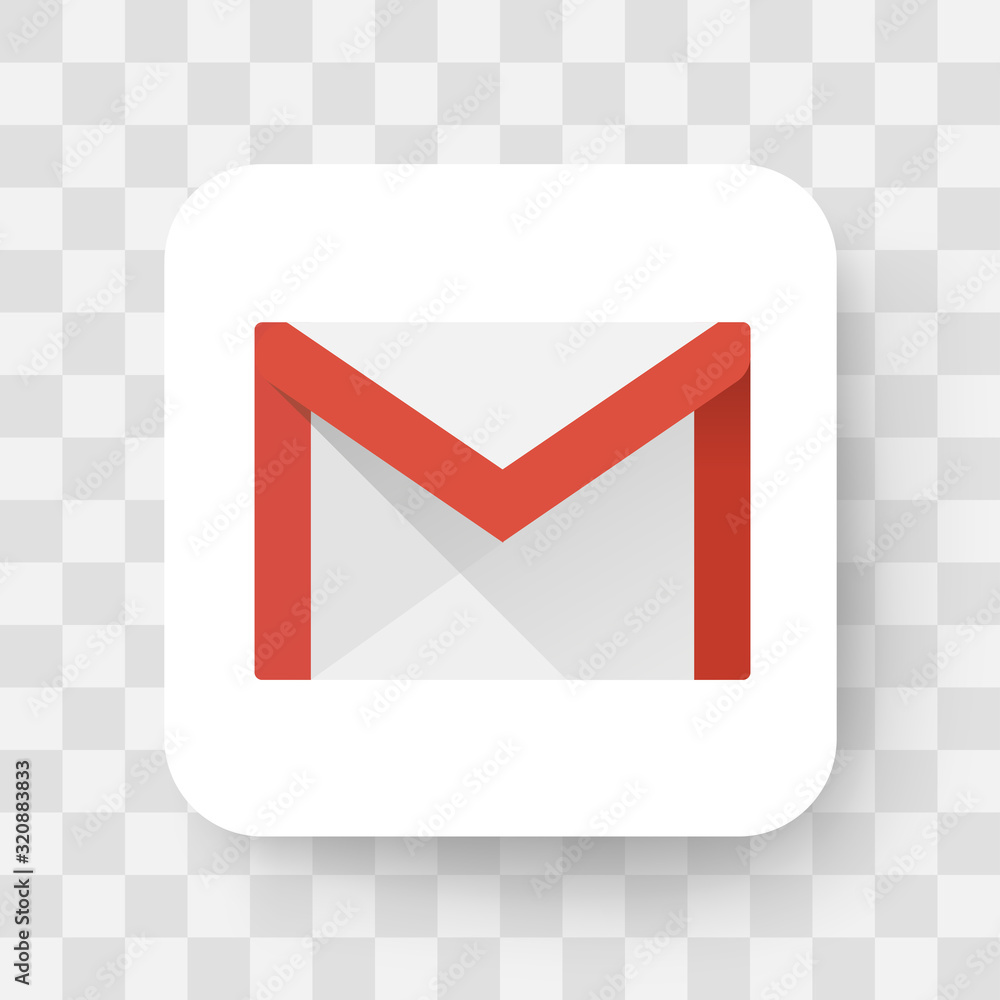 Realistic social media logotype. Gmail icon. Gmail logo with shadow ...