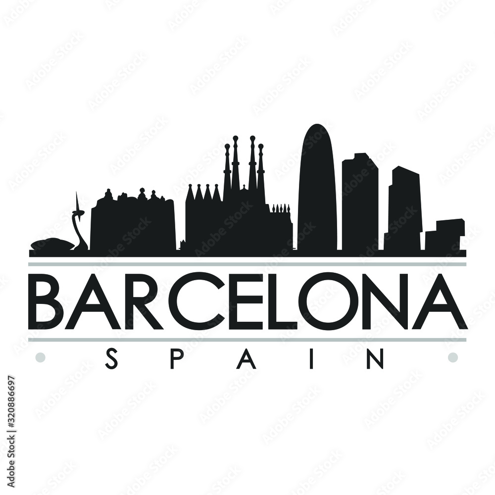 Barcelona Spain Skyline Silhouette Design City Vector Art Cut FIle ...