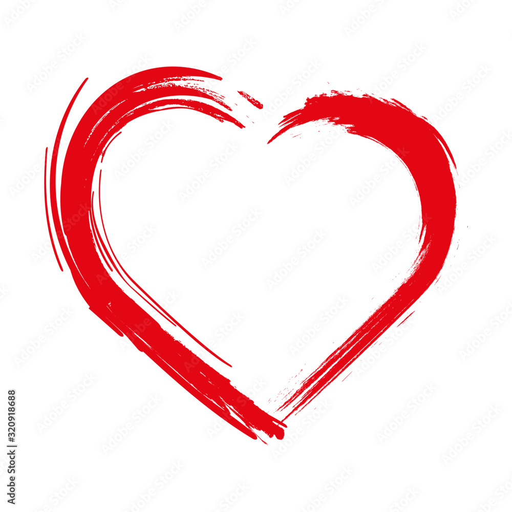 Heart . Grunge stamps, heart brush painting isolated on white ...