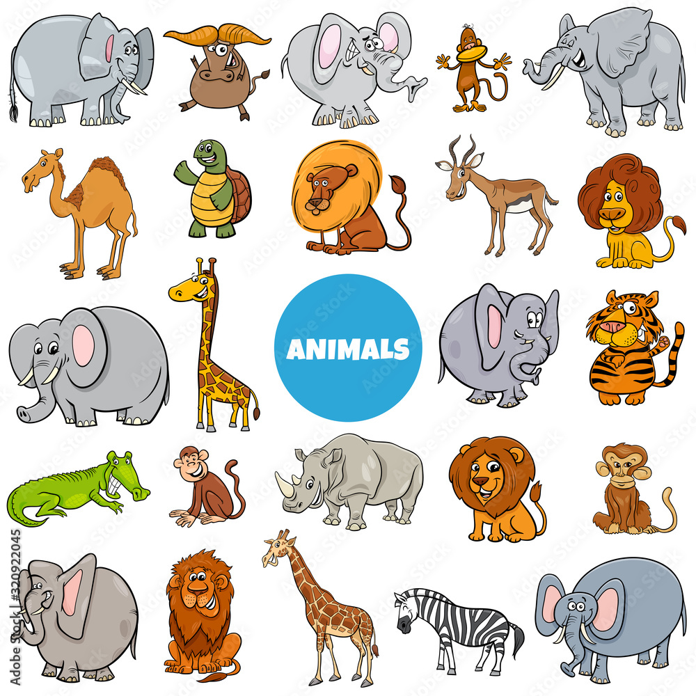cartoon wild animal characters large set Stock Vector | Adobe Stock