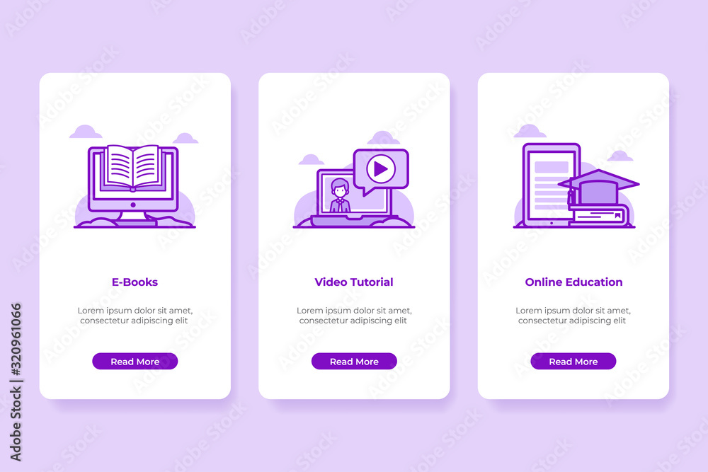 Vector Illustration of Onboarding Online Education Application ...