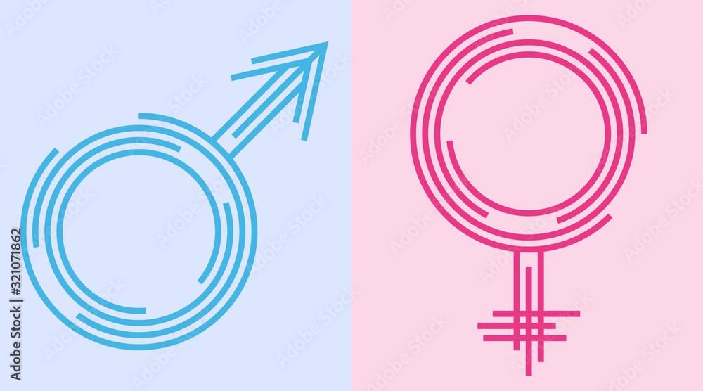 Gender equality. Abstract symbol of gender equality. Vector, cartoon ...