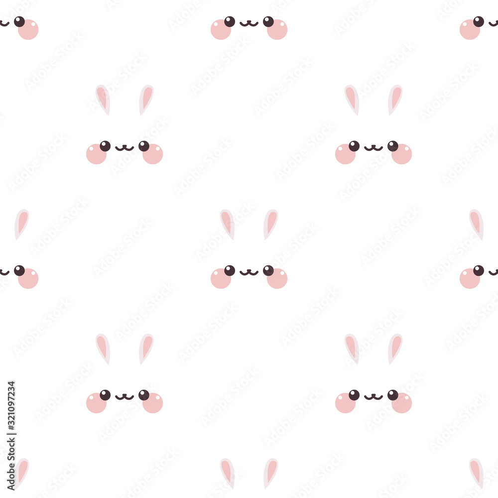 Cute cartoon bunny face pattern Stock Vector | Adobe Stock
