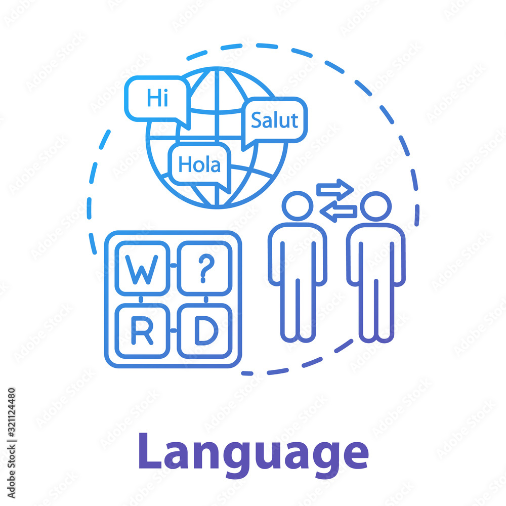 Language concept icon. Ability to communicate in different languages ...
