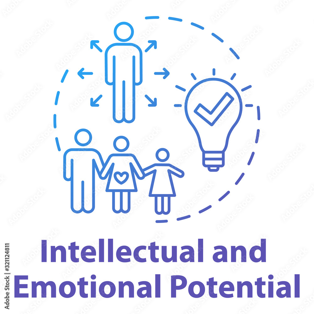 Intellectual and emotional potential concept icon. Live full life ...