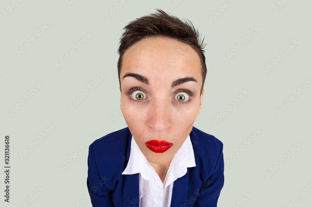 Photo Stock Funny shock. Closeup portrait head shot business woman ...