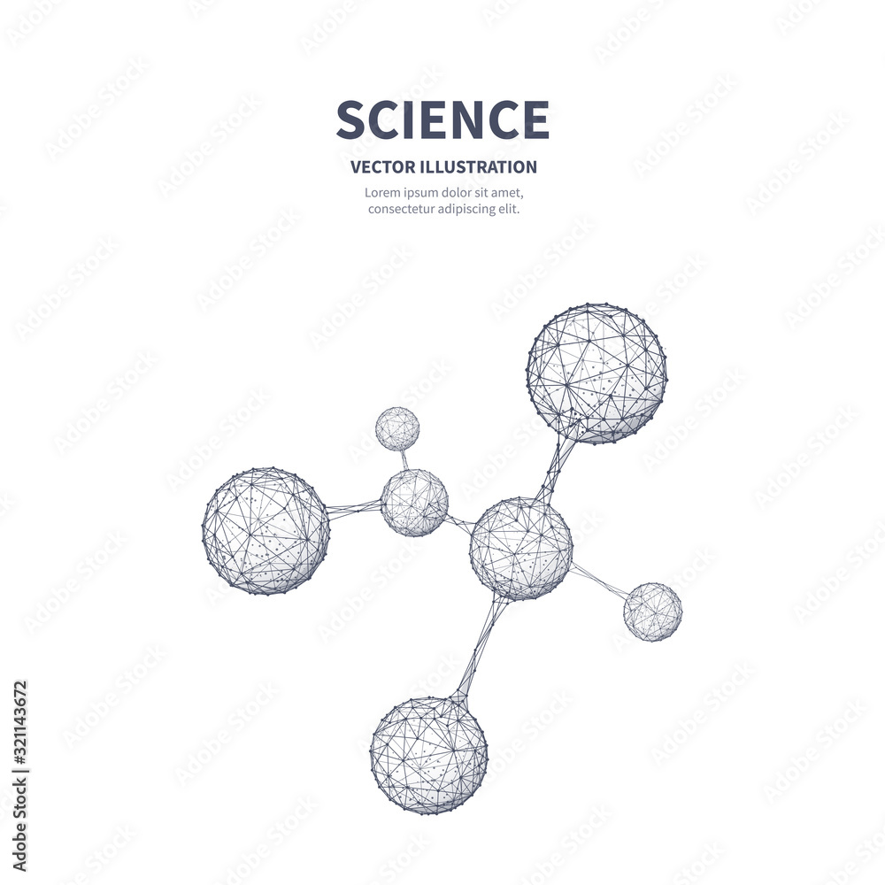 Vector de Stock Science lab low poly wireframe banner vector template ...
