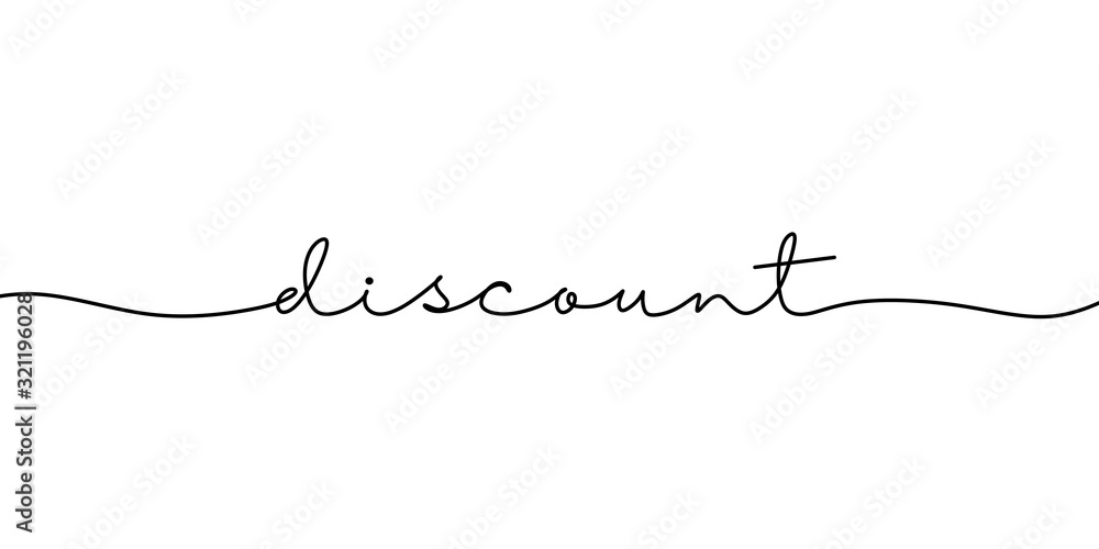 Discount one line drawing. Vector minimalist design of label sign ...