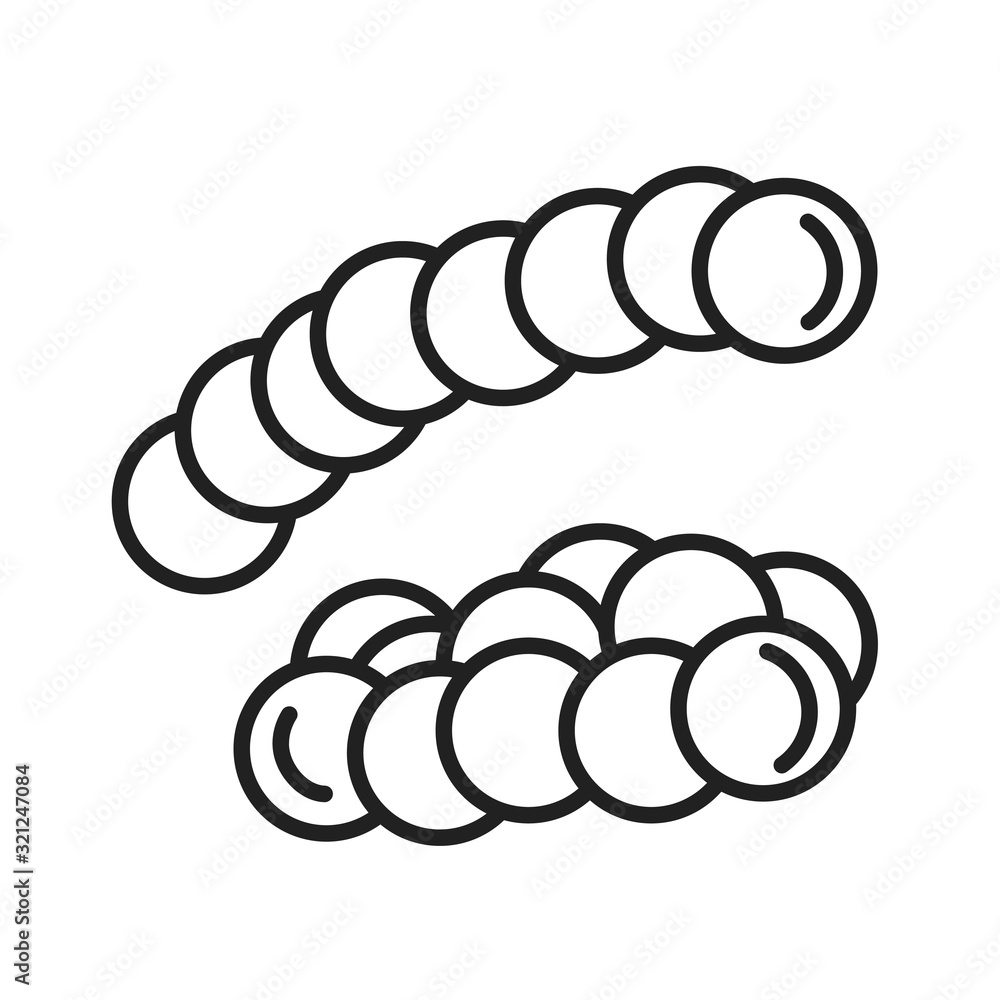 Bacteria streptococci black line icon. Microscopic germ cause diseases ...